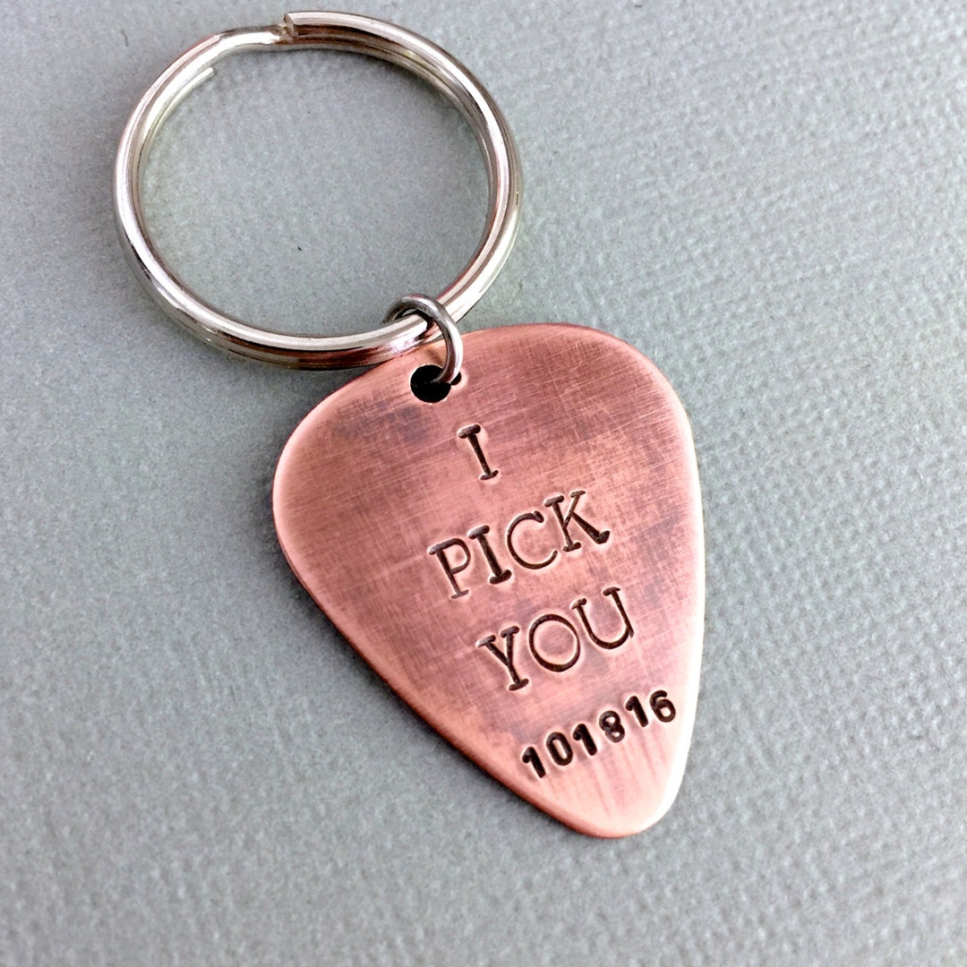 Double Sided Guitar Pick Keychain, I Pick You, Personalised Guitar Pick ...