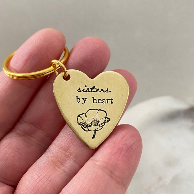 Double Sided Sisters by Heart Keychain, BFF Keyring, Long Distance Gift ...