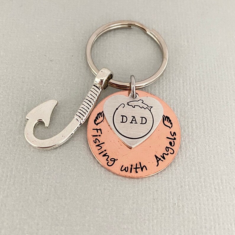 Daddy Memorial Keychain Fishing With Angel Loss of Dad Gift - Etsy