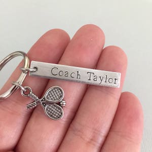 Double Sided Tennis Coach Keychain, Tennis Racquet Keychain, Coach Gift ...