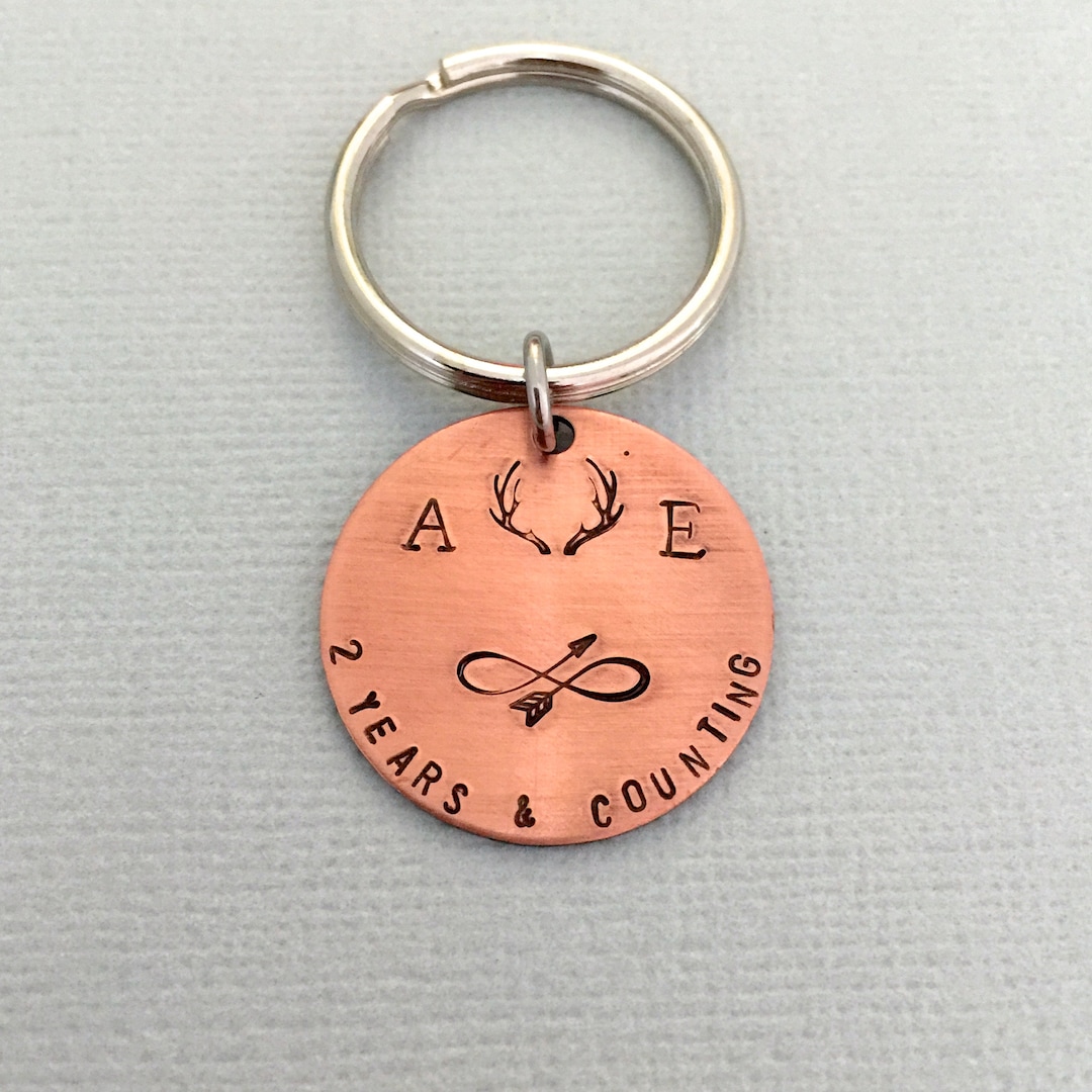 Anniversary Keychain, 2 Year, 10 Year Gift for Him, Gift for Her ...