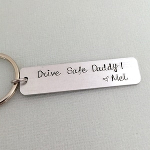 Double Sided Drive Safe Daddy Keychain, Dad Keyring, Gift for Father ...