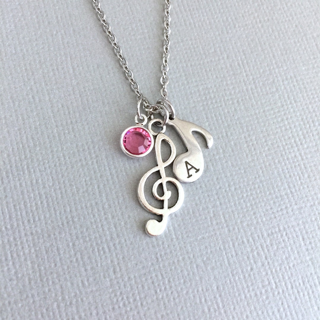 Hand Stamped Treble Clef Necklace, Musical Note, Musician Necklace ...
