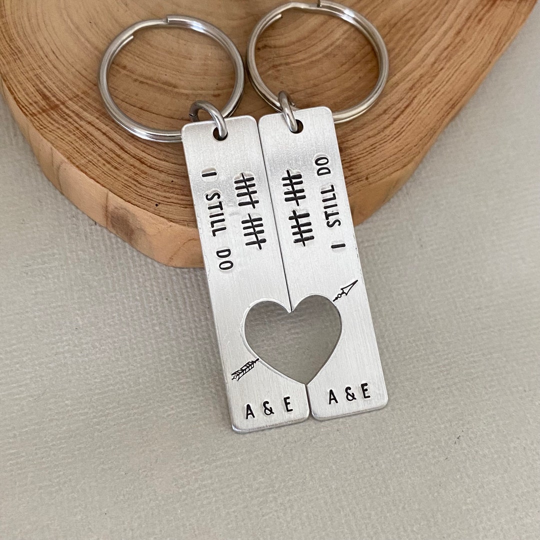 Set of I Still Do Keychains, Tally Mark Keyring, Anniversary Gift, 10 ...