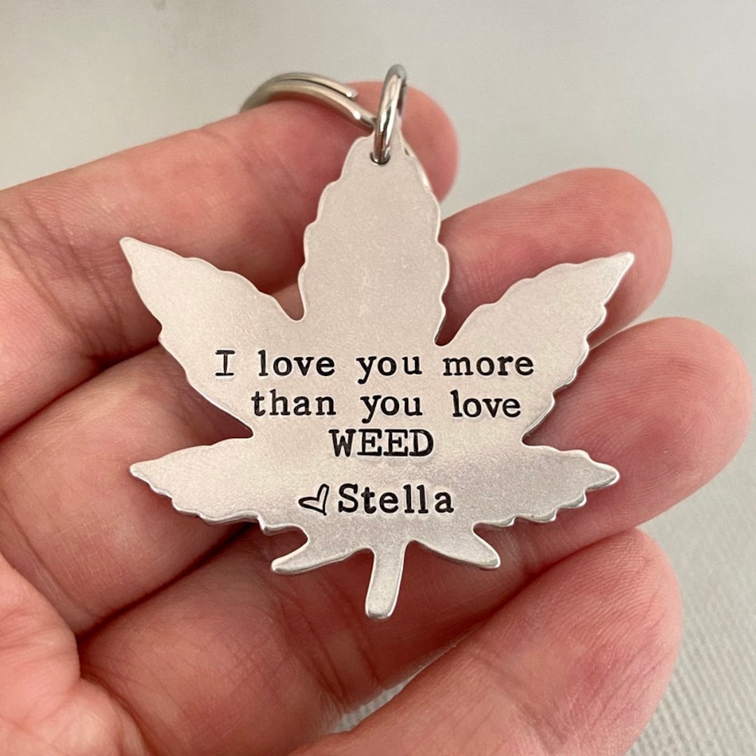 Personalised Weed Keychain, Pot Leaf, Cannabis Keyring, Marijuana Gift ...