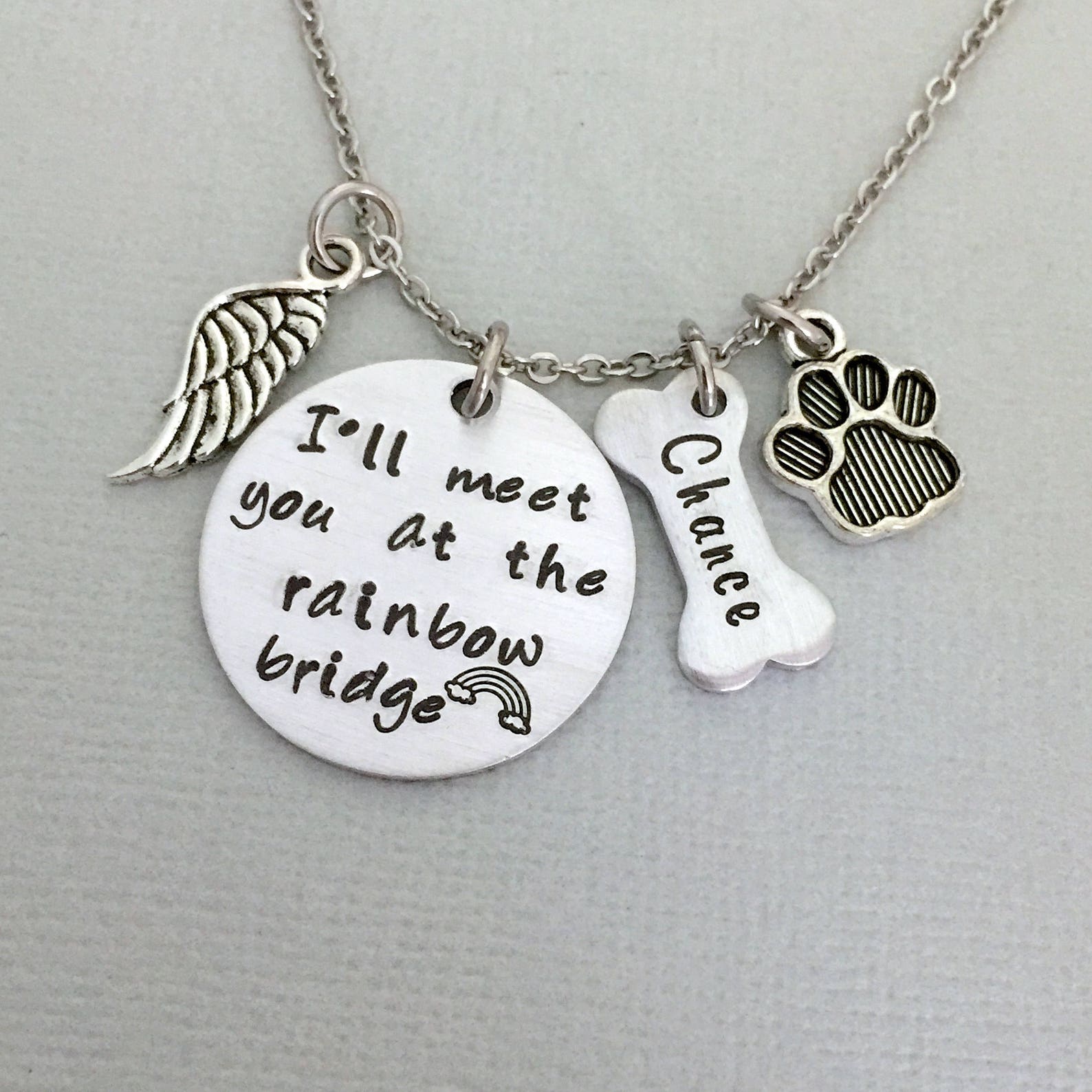 Personalized Rainbow Bridge Necklace, Pet Memorial Gift, Loss of Dog ...