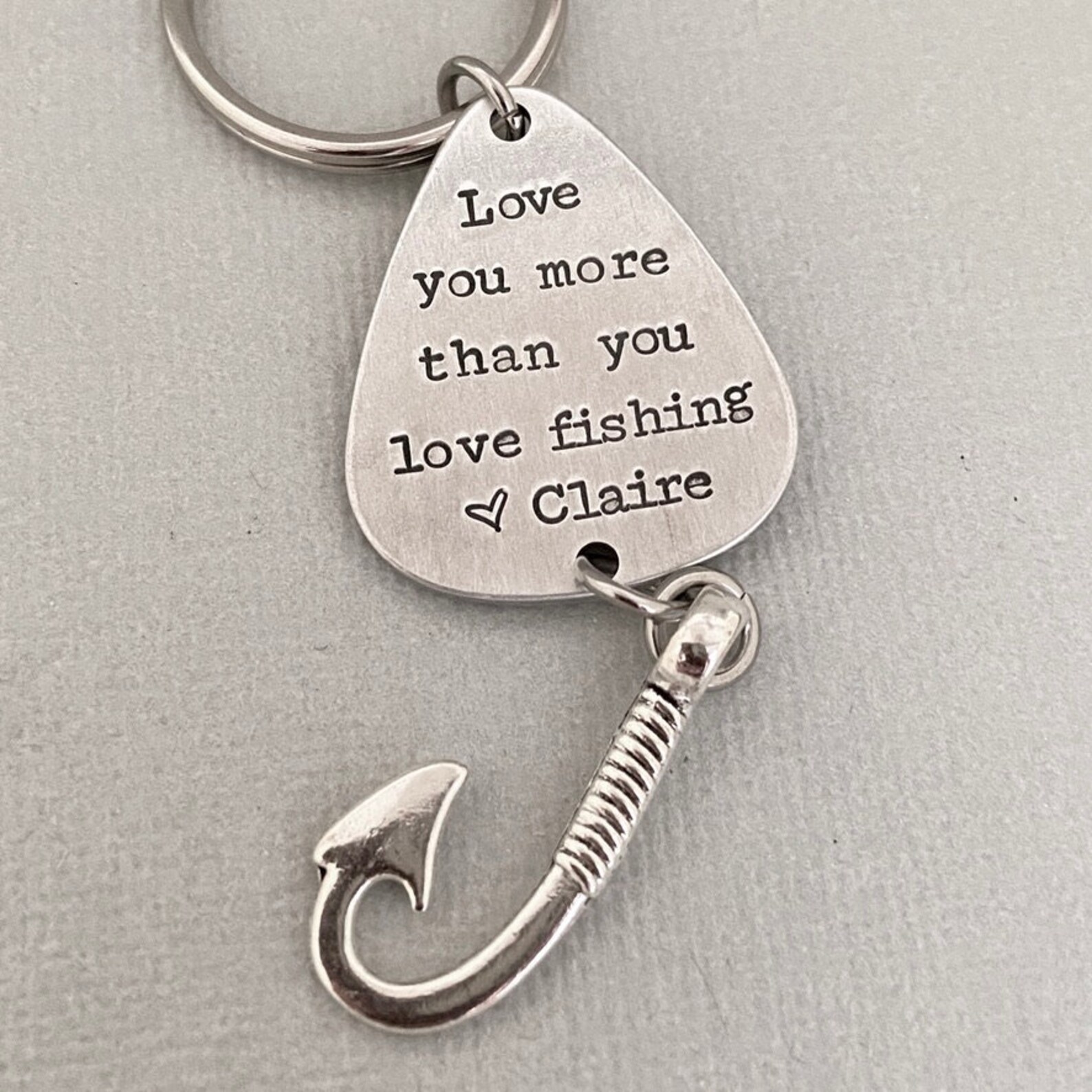 Personalised Fishing Keychain Gift for Him Hook Keychain | Etsy