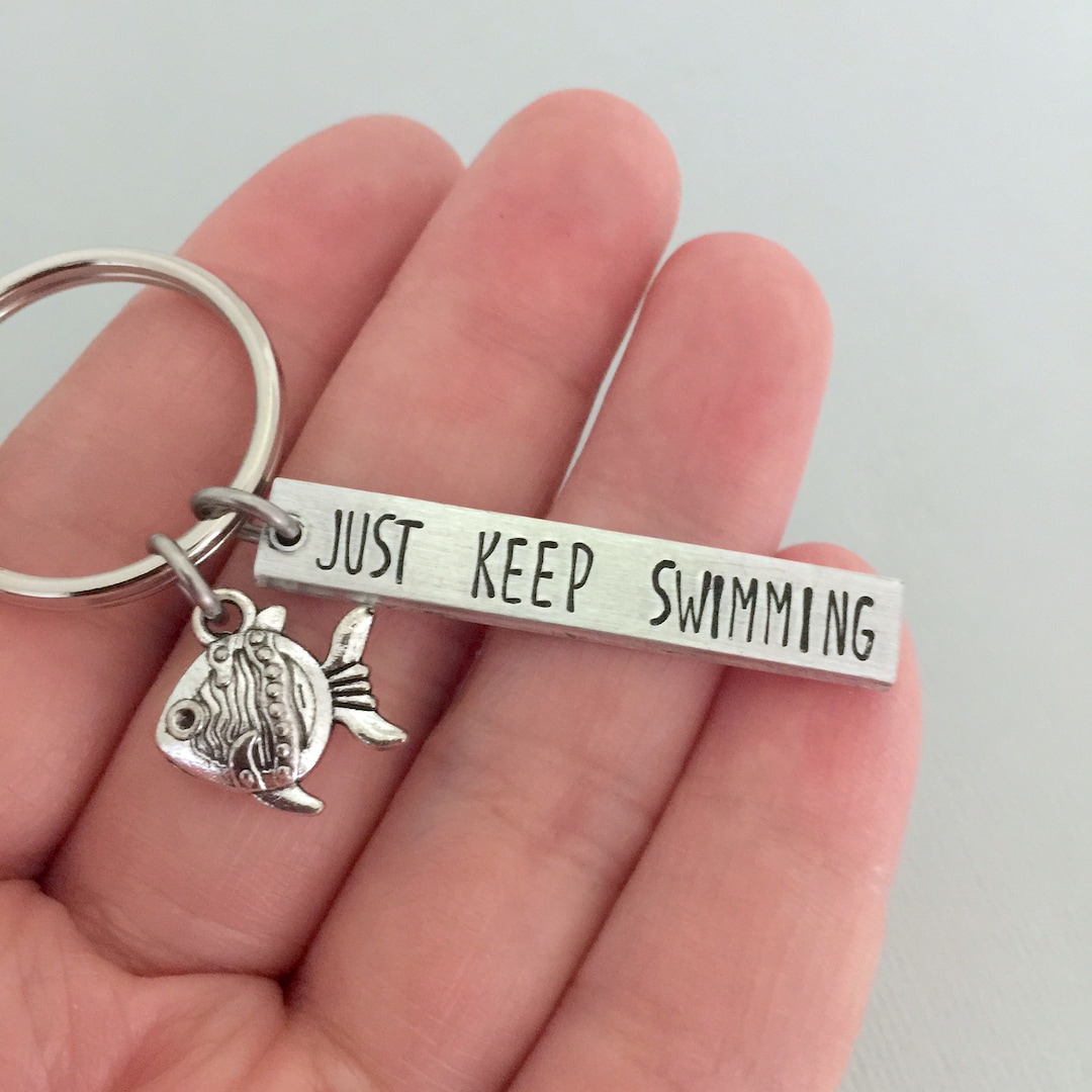Double Sided Just Keep Swimming Keychain Motivational Quotes - Etsy