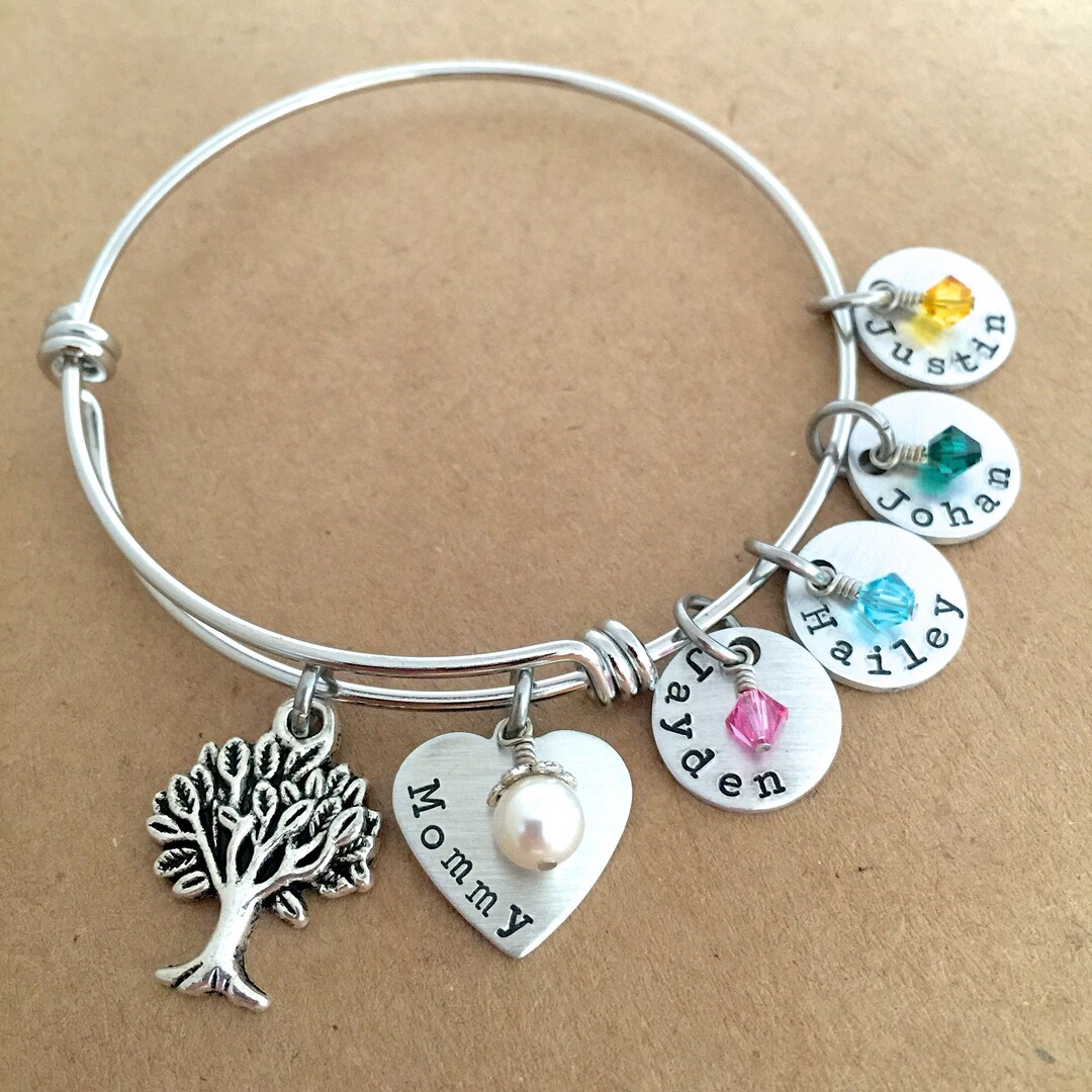 Personalized Mother Bracelet, Family Tree, Birthstone Necklace, Name ...