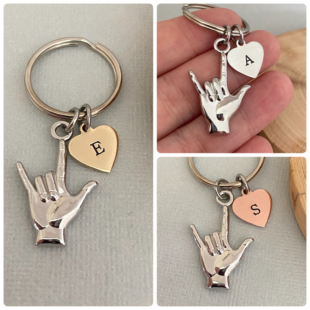 Personalised I Love You Sign Language Keychain, Best Friend Gift ...