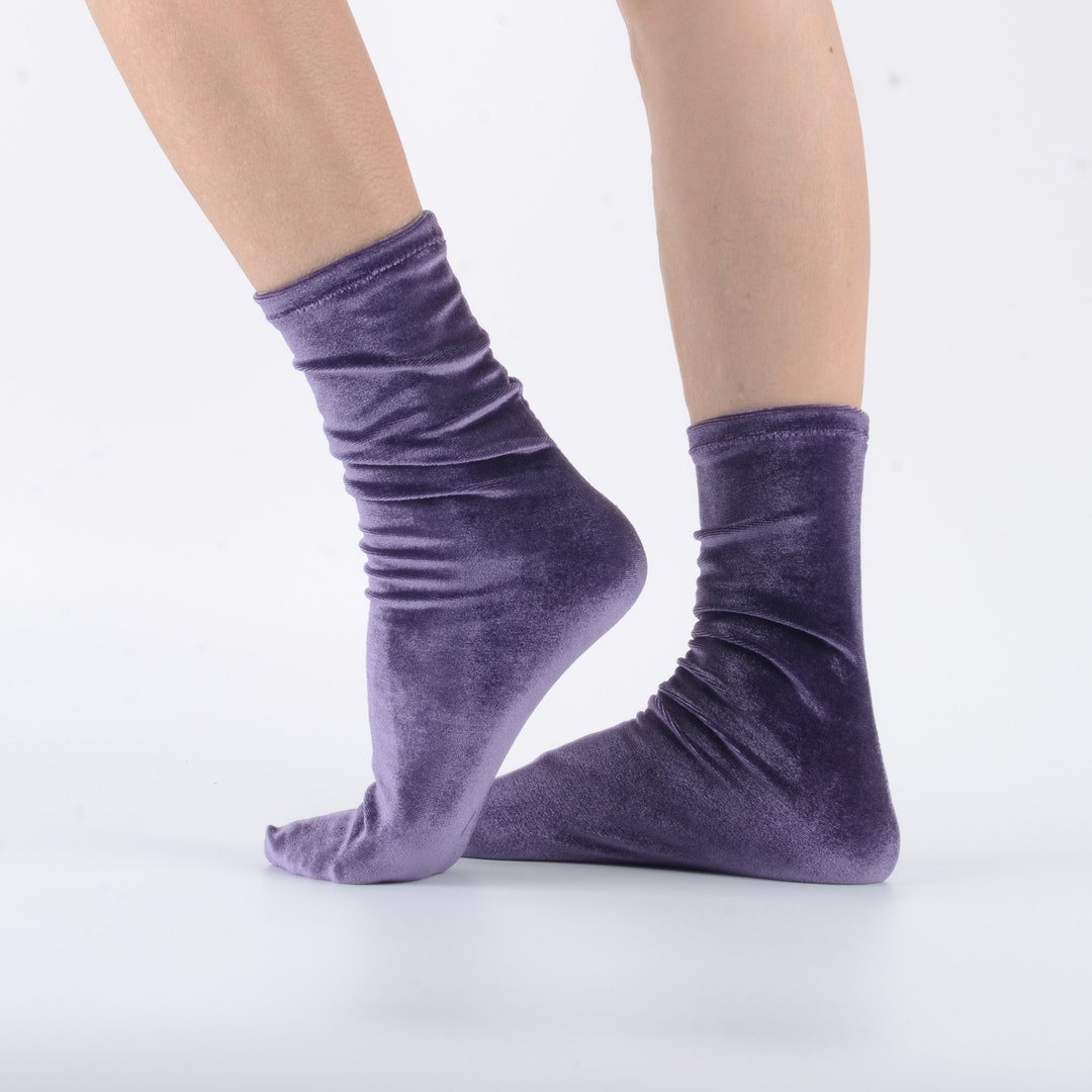 Handmade Ash Purple Velvet Socks: Soft Women's Socks - Etsy