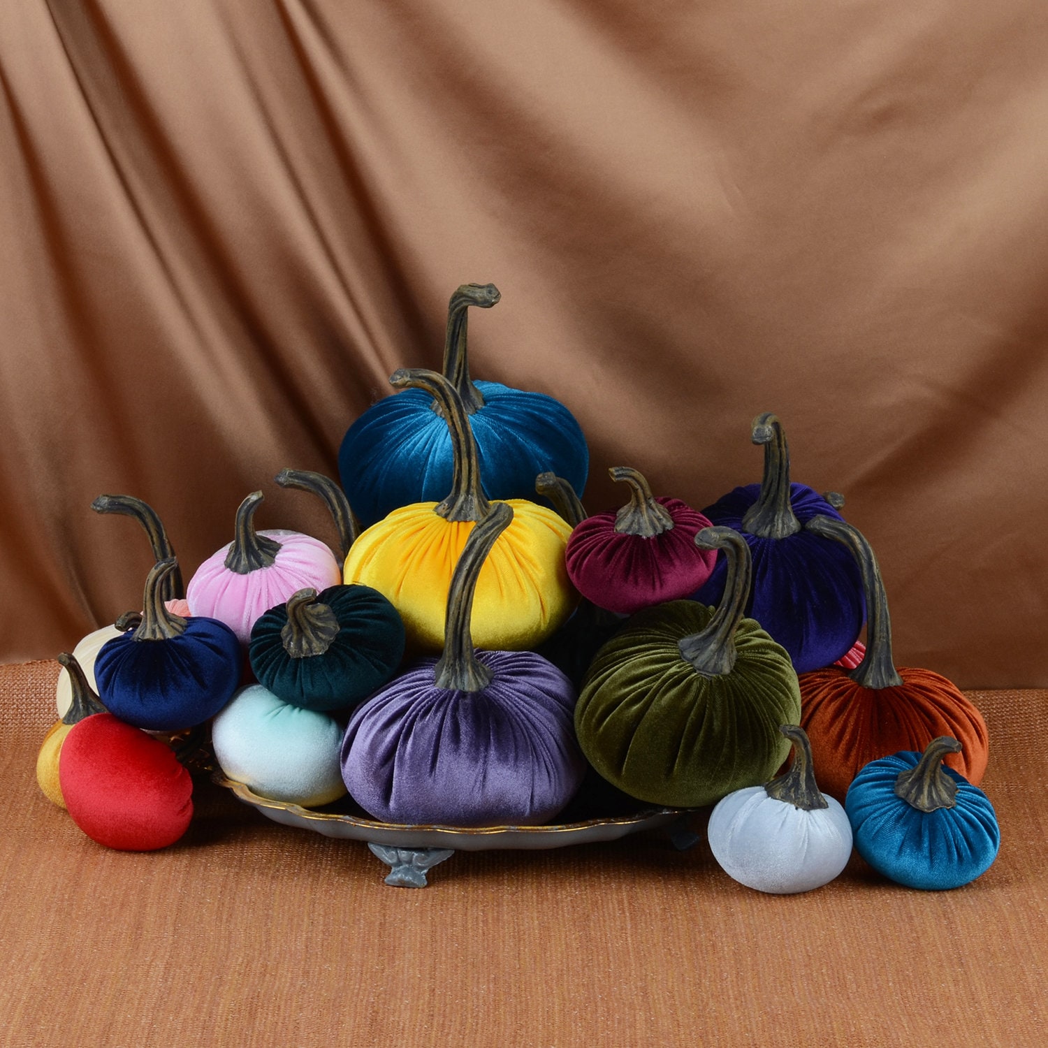 Velvet Pumpkins4 Piecesbeige Velvet Pumpkinwedding | Etsy