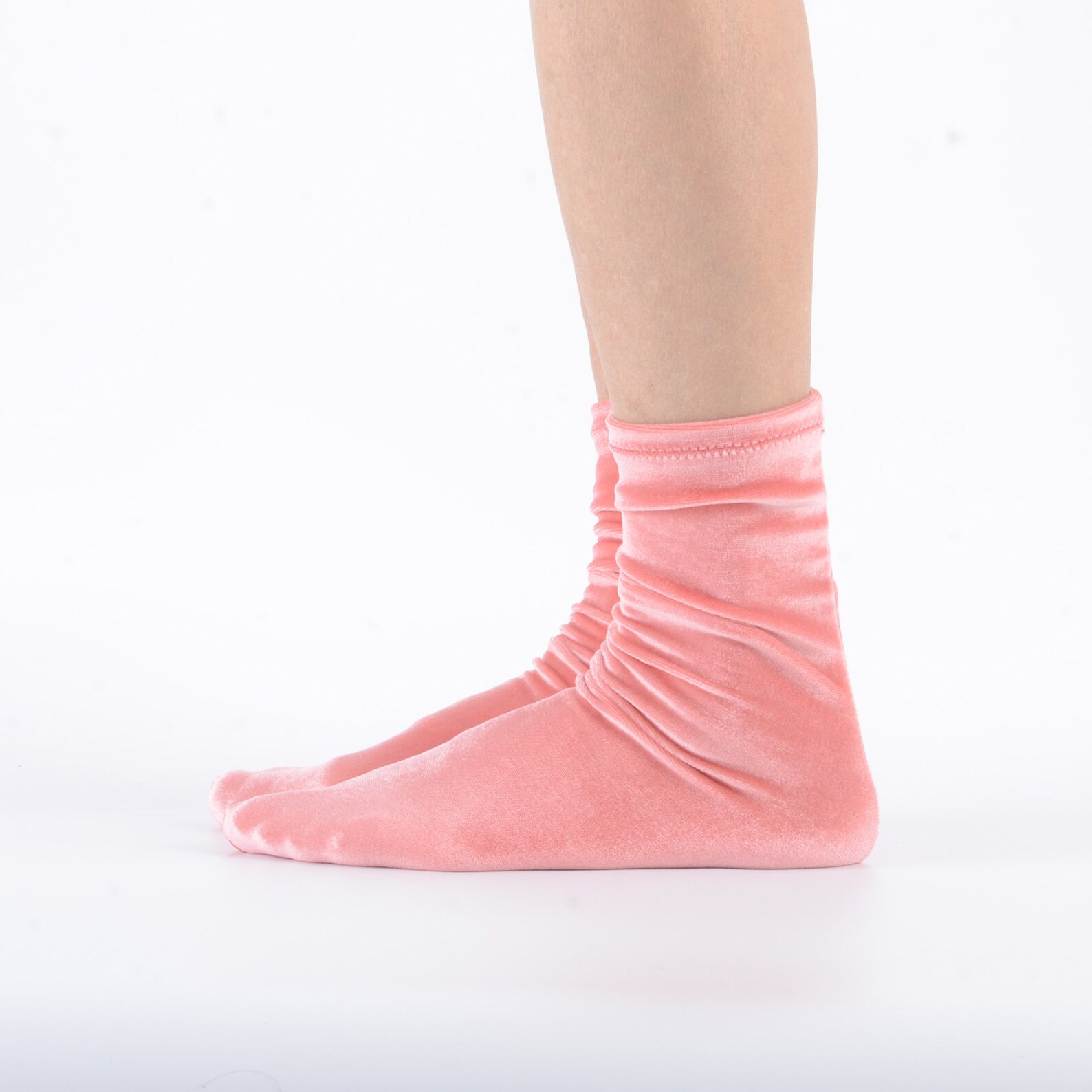 Coral Pink Velvet Sockswomen Socks Handmade Velvet - Etsy