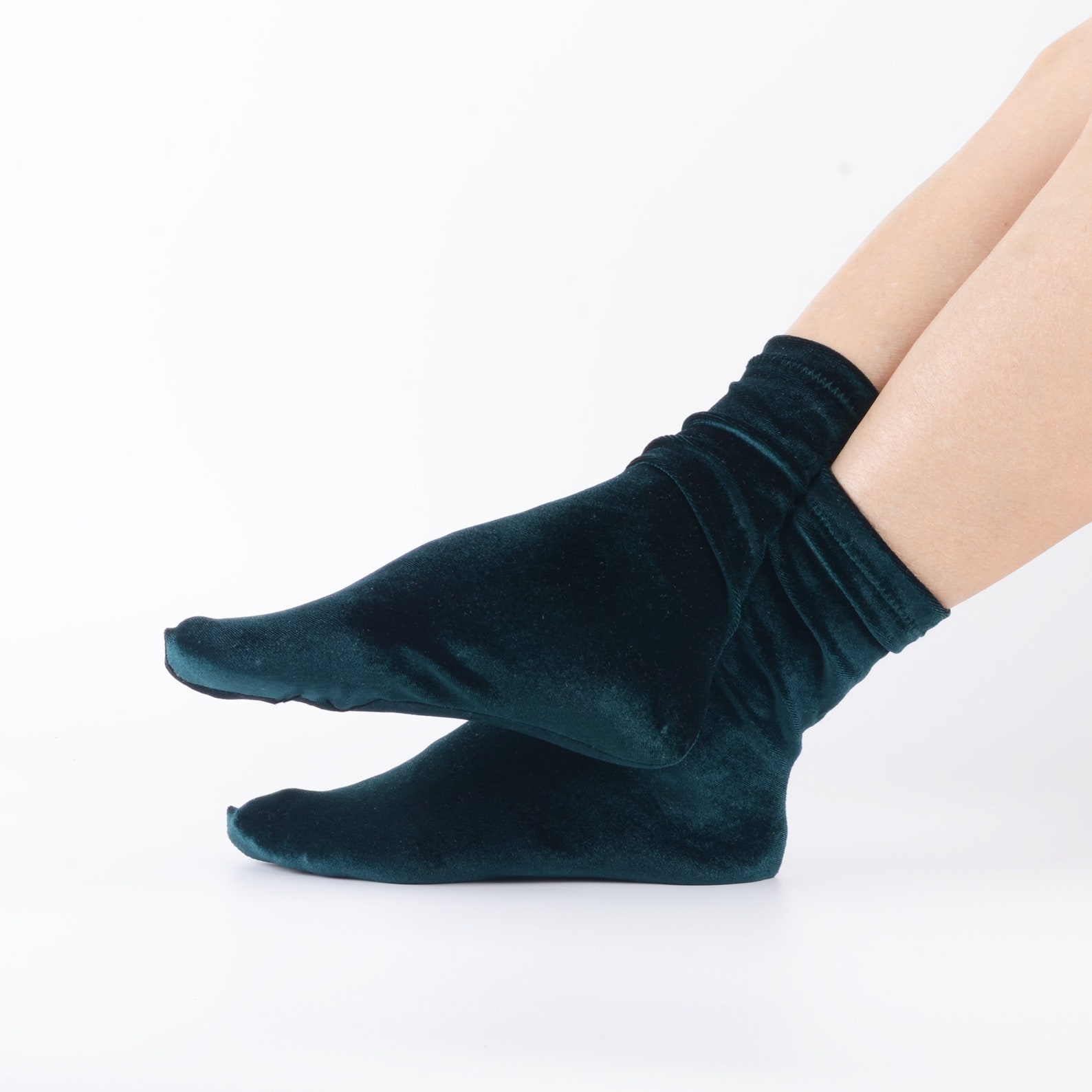 Dark Green Velvet Sockswomen Socks Handmade Velvet - Etsy