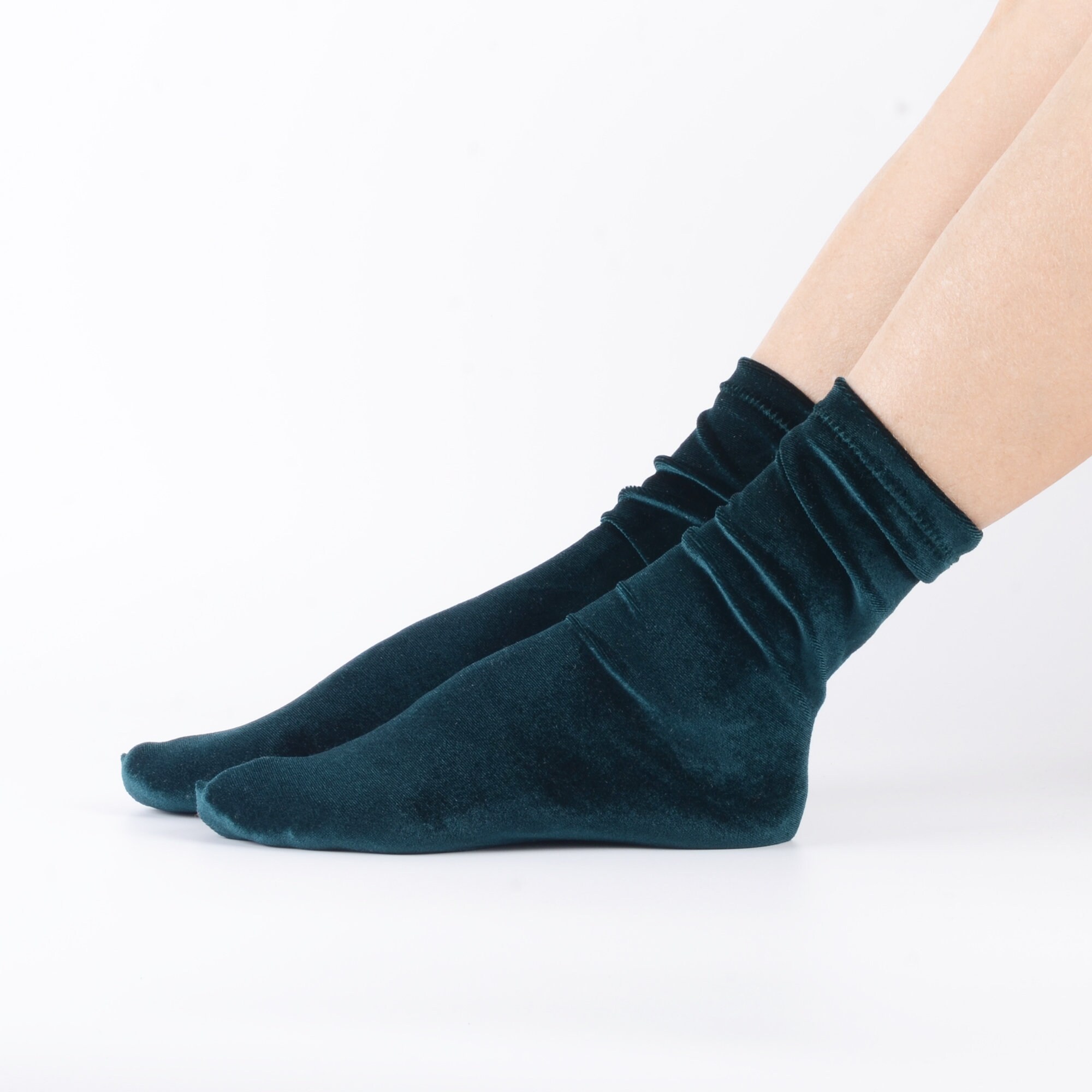 Dark Green Velvet Sockswomen Socks Handmade Velvet - Etsy