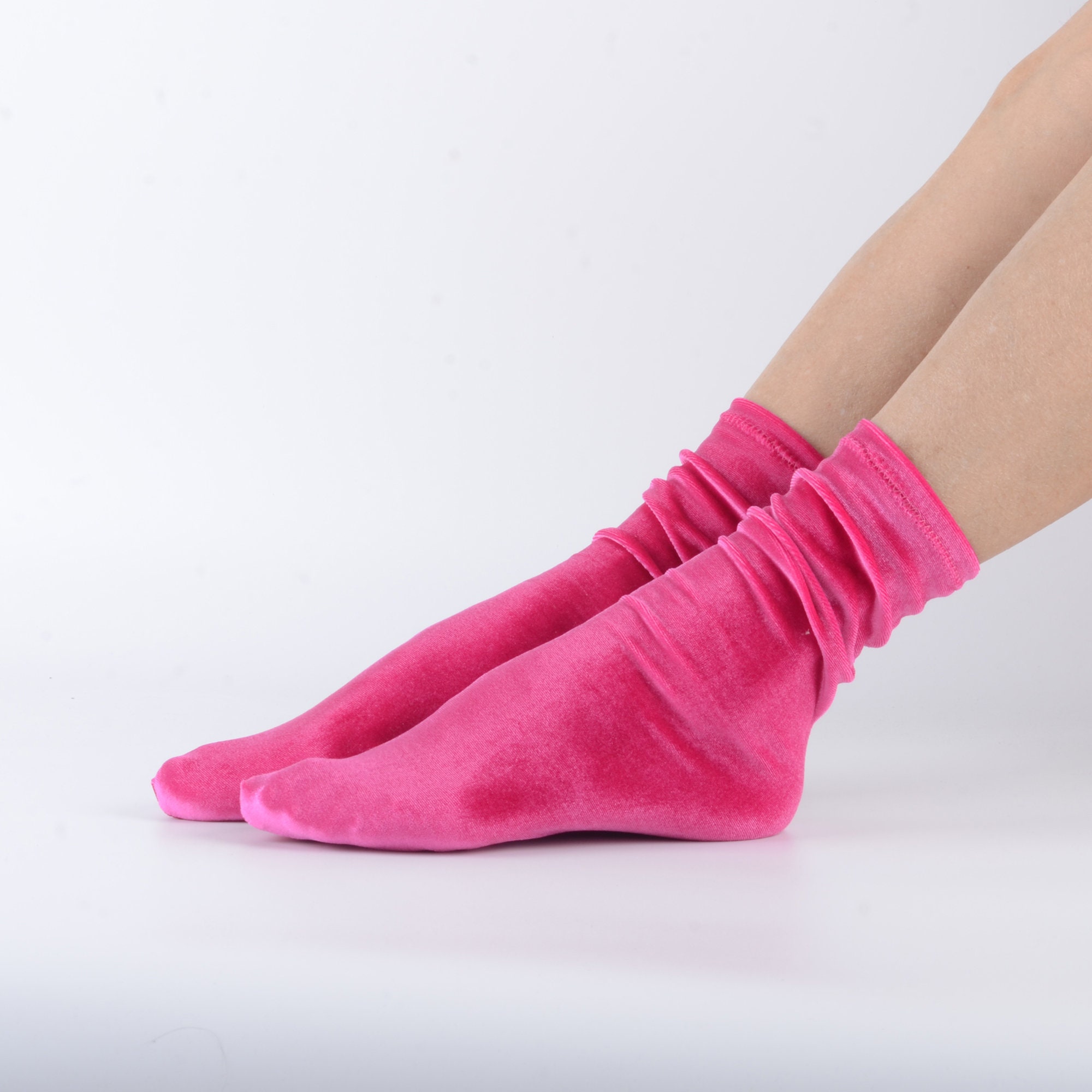 Magenta Velvet Sockswomen Socks Handmade Velvet Sockssoft - Etsy