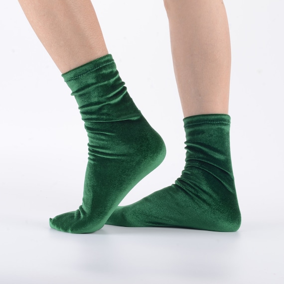 Emerald Velvet Sockswomen Socks Handmade Velvet Sockssoft | Etsy