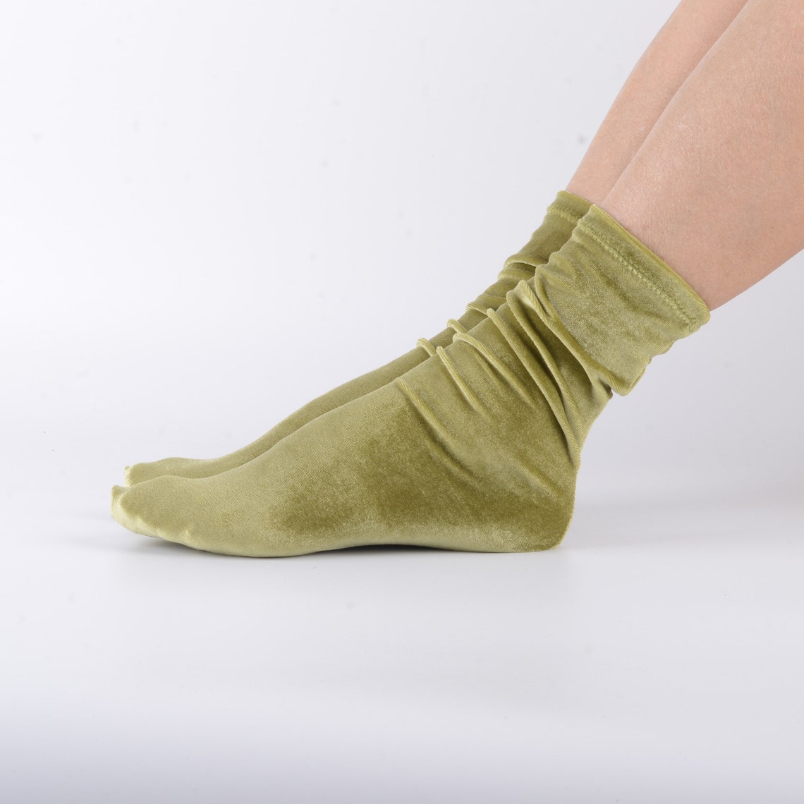Olive Green Velvet Sockswomen Socks Handmade Velvet - Etsy