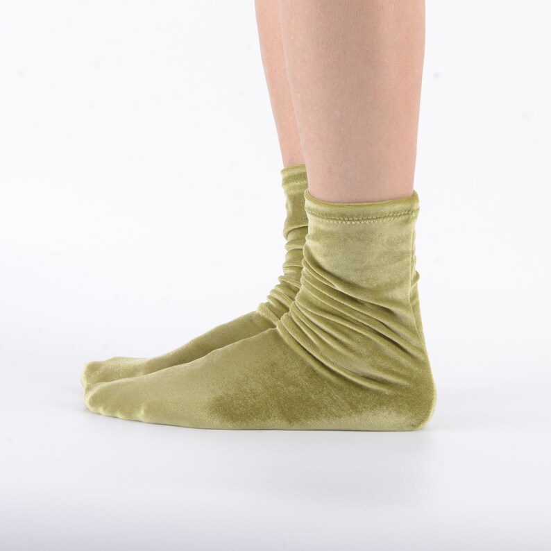 Olive Green Velvet Sockswomen Socks Handmade Velvet - Etsy