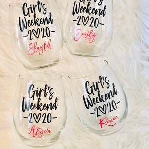 Girls Trip, Girls Vacation, Bachelorette Wine Glass, Vacation Wine ...