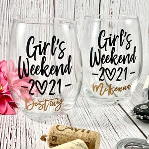 Girls Trip, Girls Vacation, Bachelorette Wine Glass, Vacation Wine ...