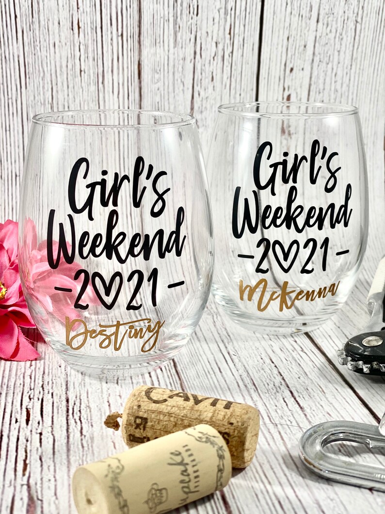 Girls Trip Girls Vacation Bachelorette Wine Glass Vacation | Etsy
