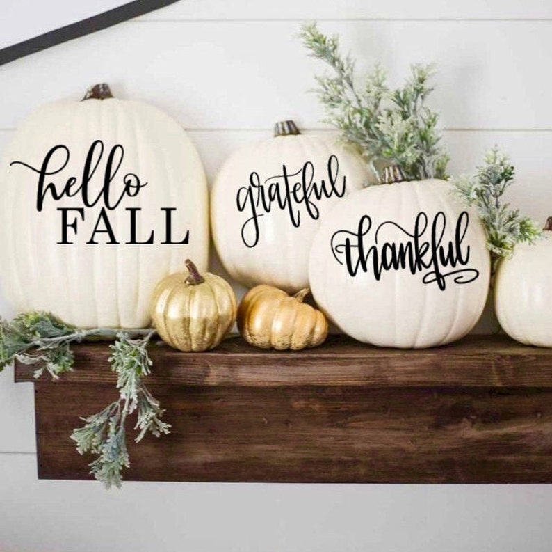 Pumpkin Decals Hello Fall Decal Grateful Decal Thankful Decal - Etsy