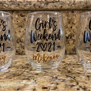 Girls Trip, Girls Vacation, Bachelorette Wine Glass, Vacation Wine ...
