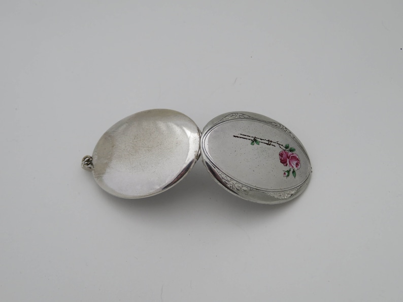 Silver Locket With Enamel Roses - Etsy