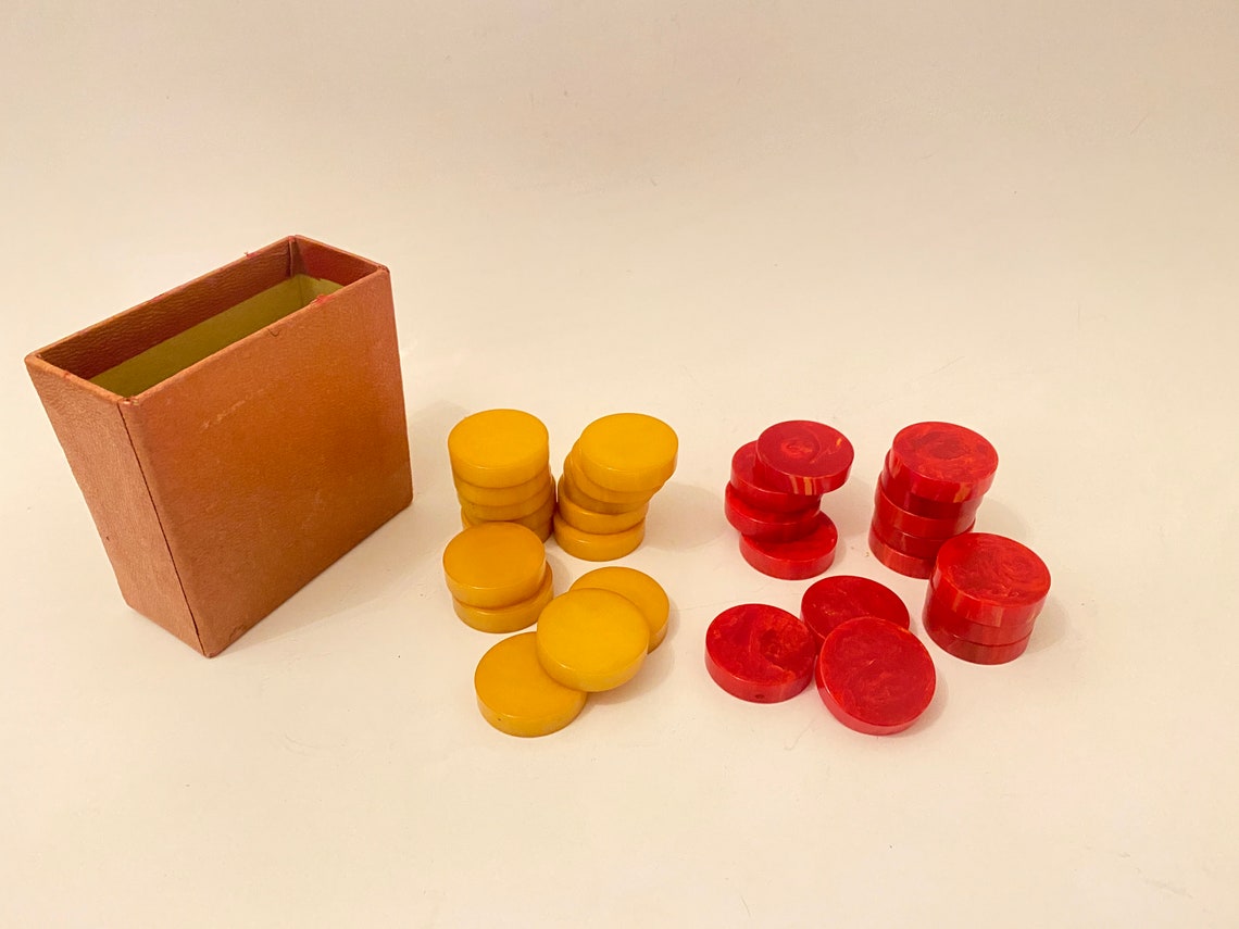 Thick Marbled Swirl Bakelite Backgammon Checkers, With Case - Etsy