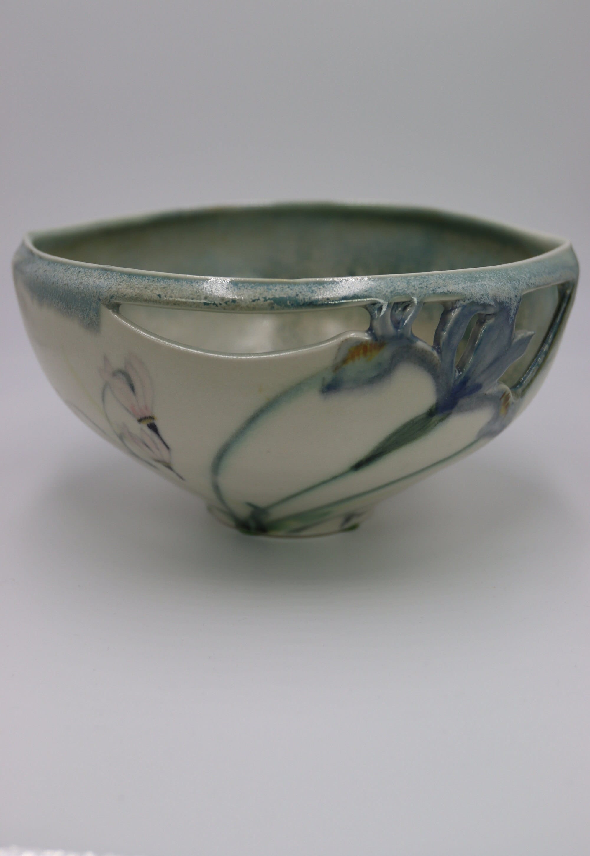 Vintage Robert Finn Porcelain Studio Art Pottery Cutout Work Iris ...