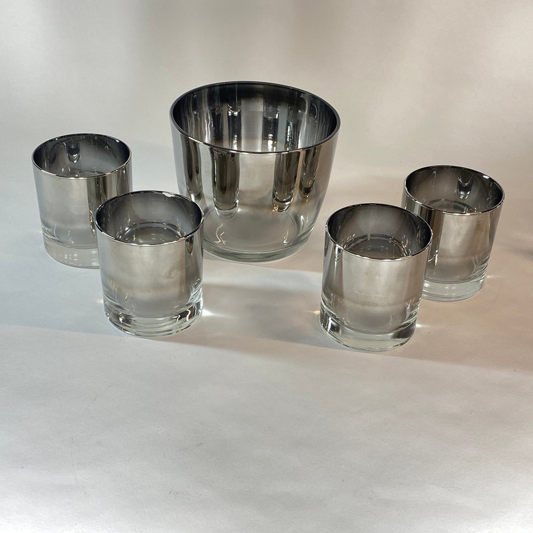 60s Vintage Dorothy Thorpe Style Cocktail Set 4 Lowball Glasses and Ice ...