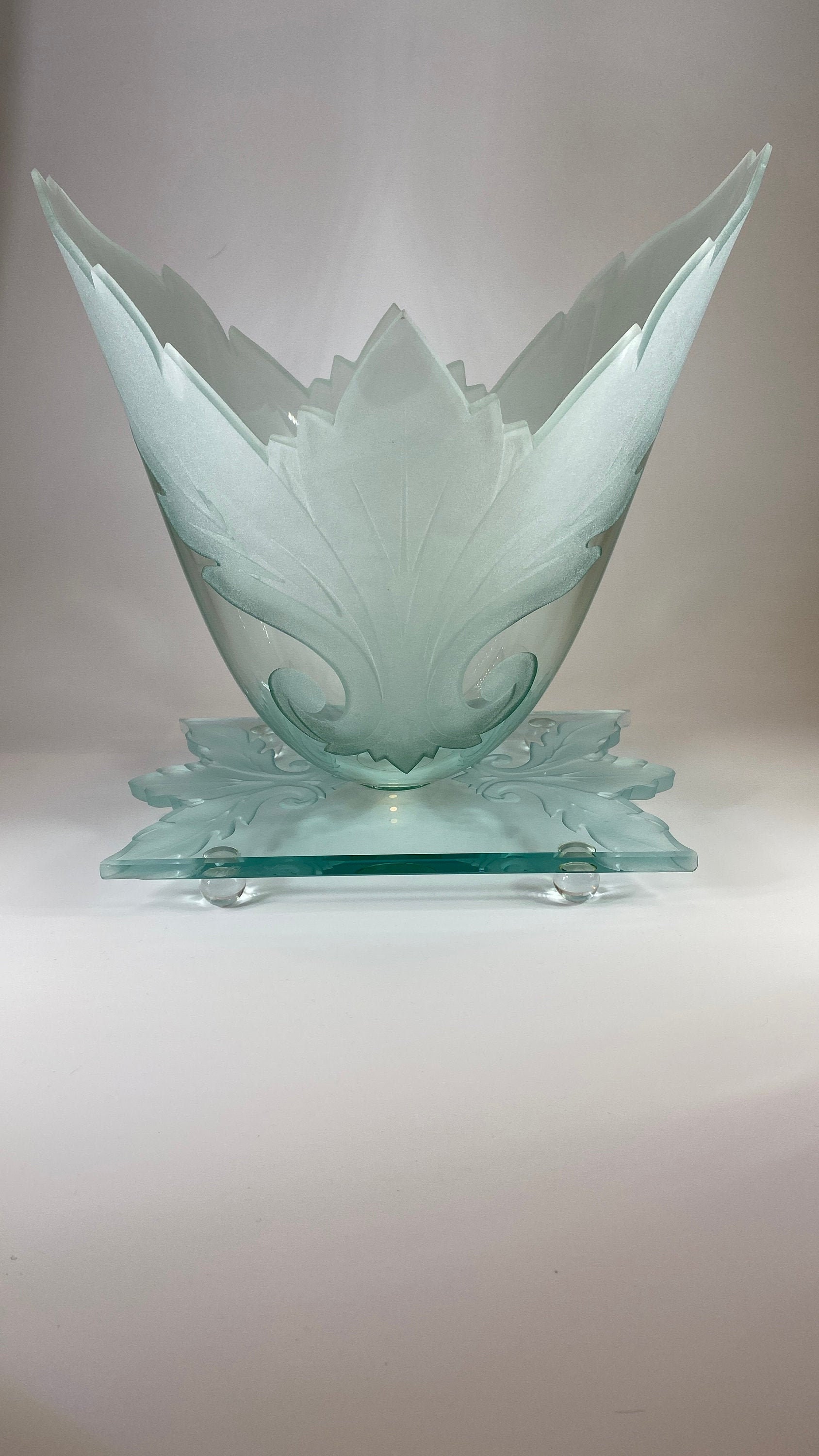 1990'S Robert Guenther and George Luna Studio Art Glass Oval Bowl With ...