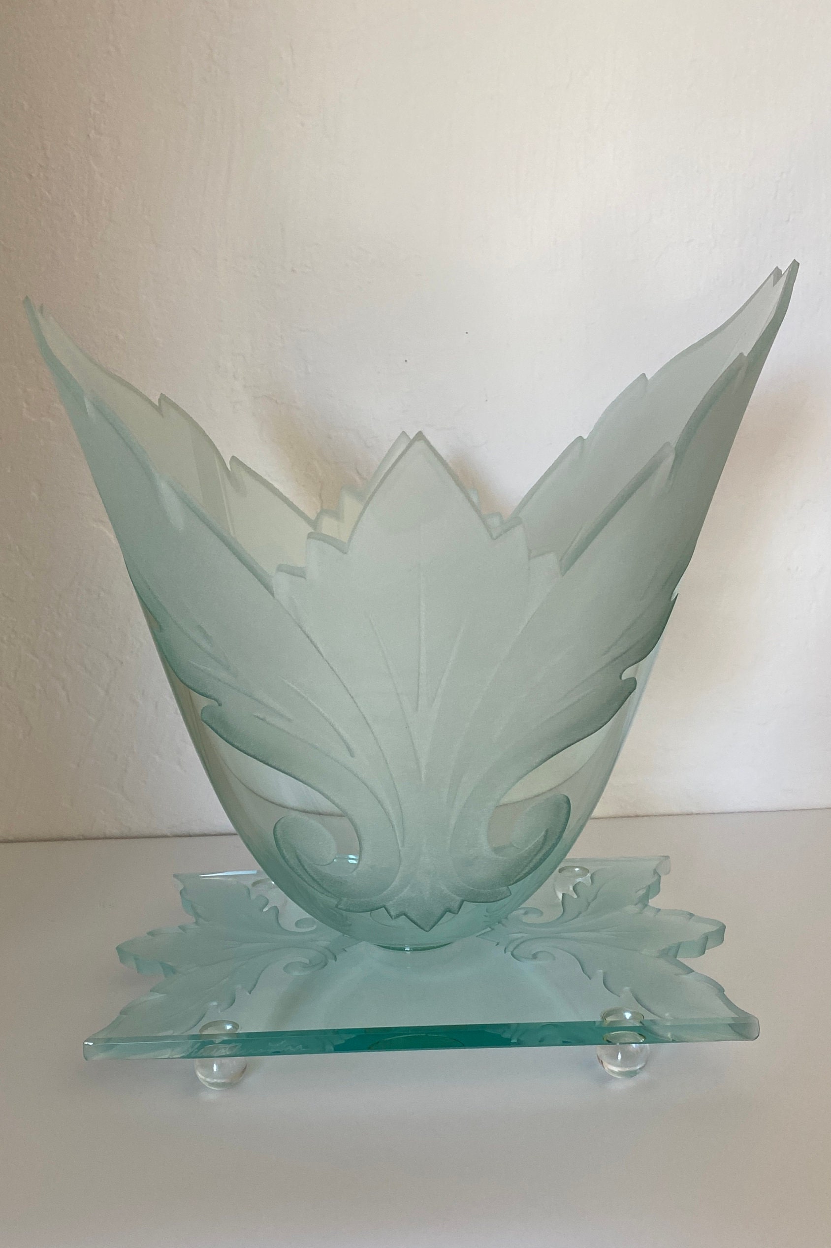 1990'S Robert Guenther and George Luna Studio Art Glass Oval Bowl With ...