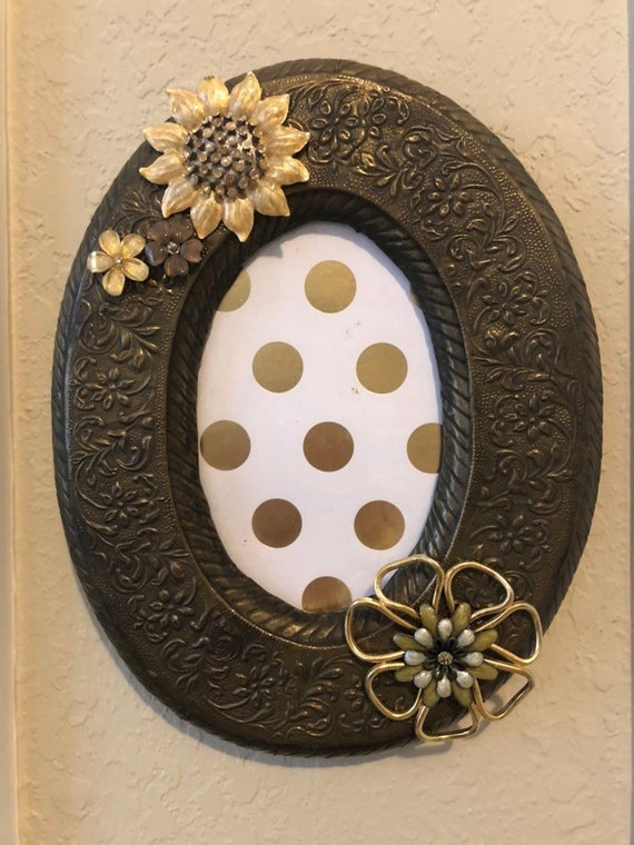 Gold Embossed Frame Sunflower Accent Decorated Jeweled Frame | Etsy