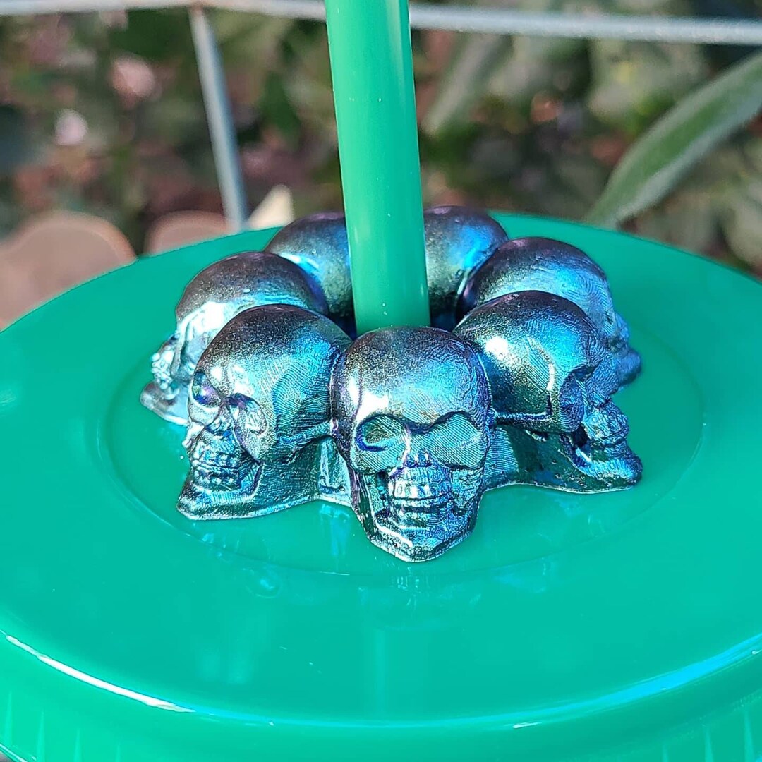 Colorshift Skull Straw Topper - Etsy