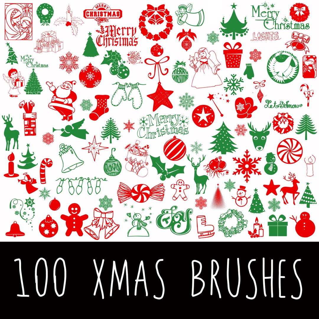 100 Christmas Photoshop Brushes - Christmas Silhouettes - Beautiful ...
