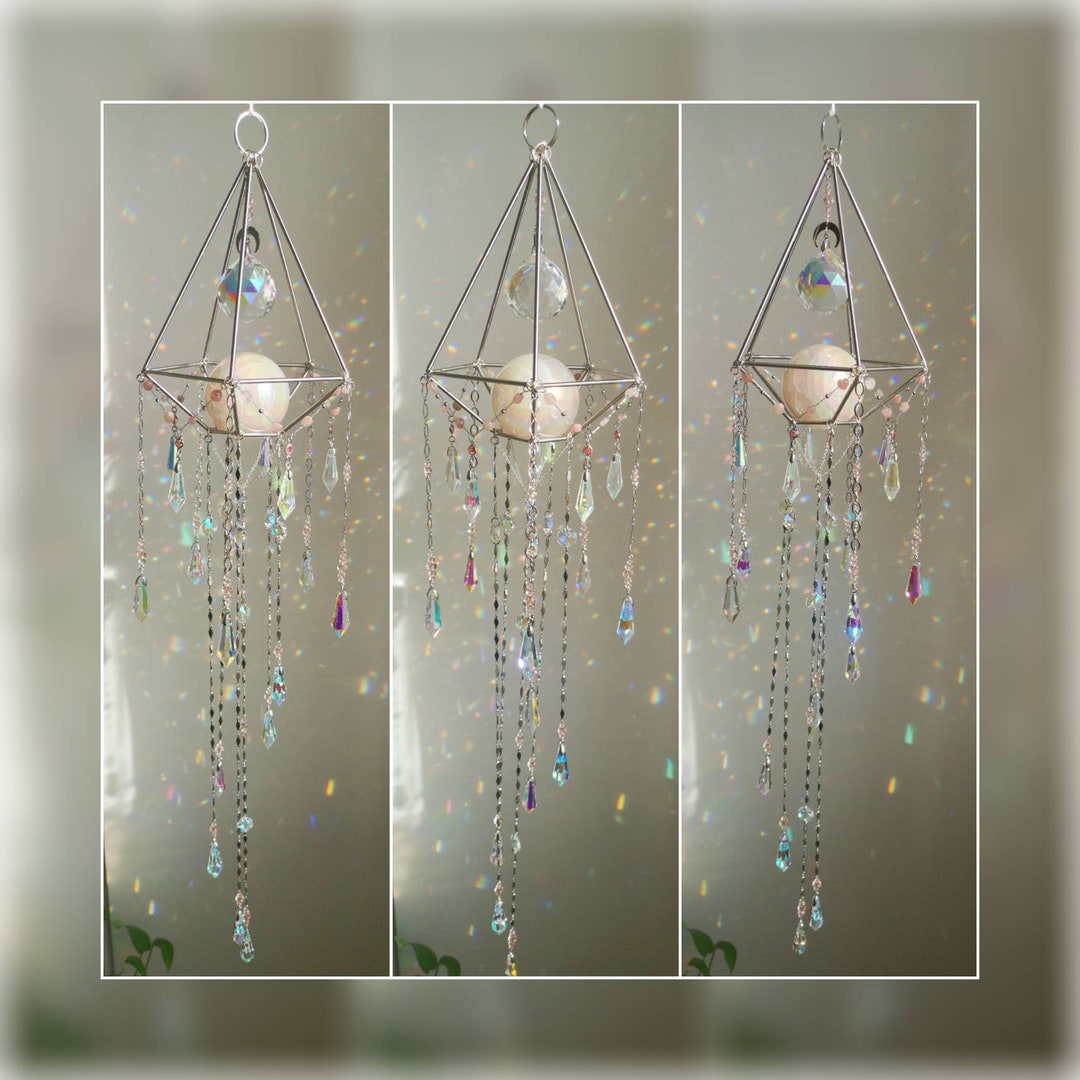 Large Cascading Hanging Suncatcher Silver Sun Catcher Big Rainbow ...