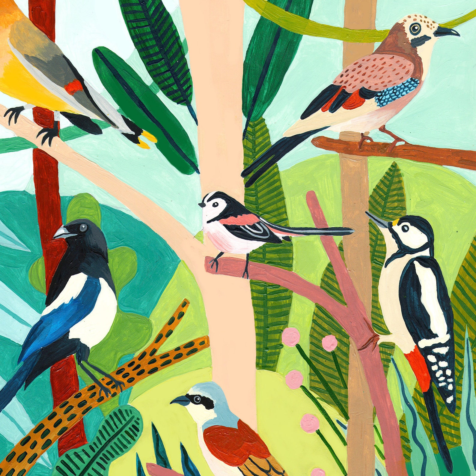 British Birds Print / Garden Birds / Botanical Illustration ...