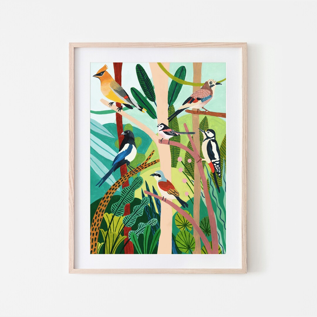 British Birds Print / Garden Birds / Botanical Illustration ...