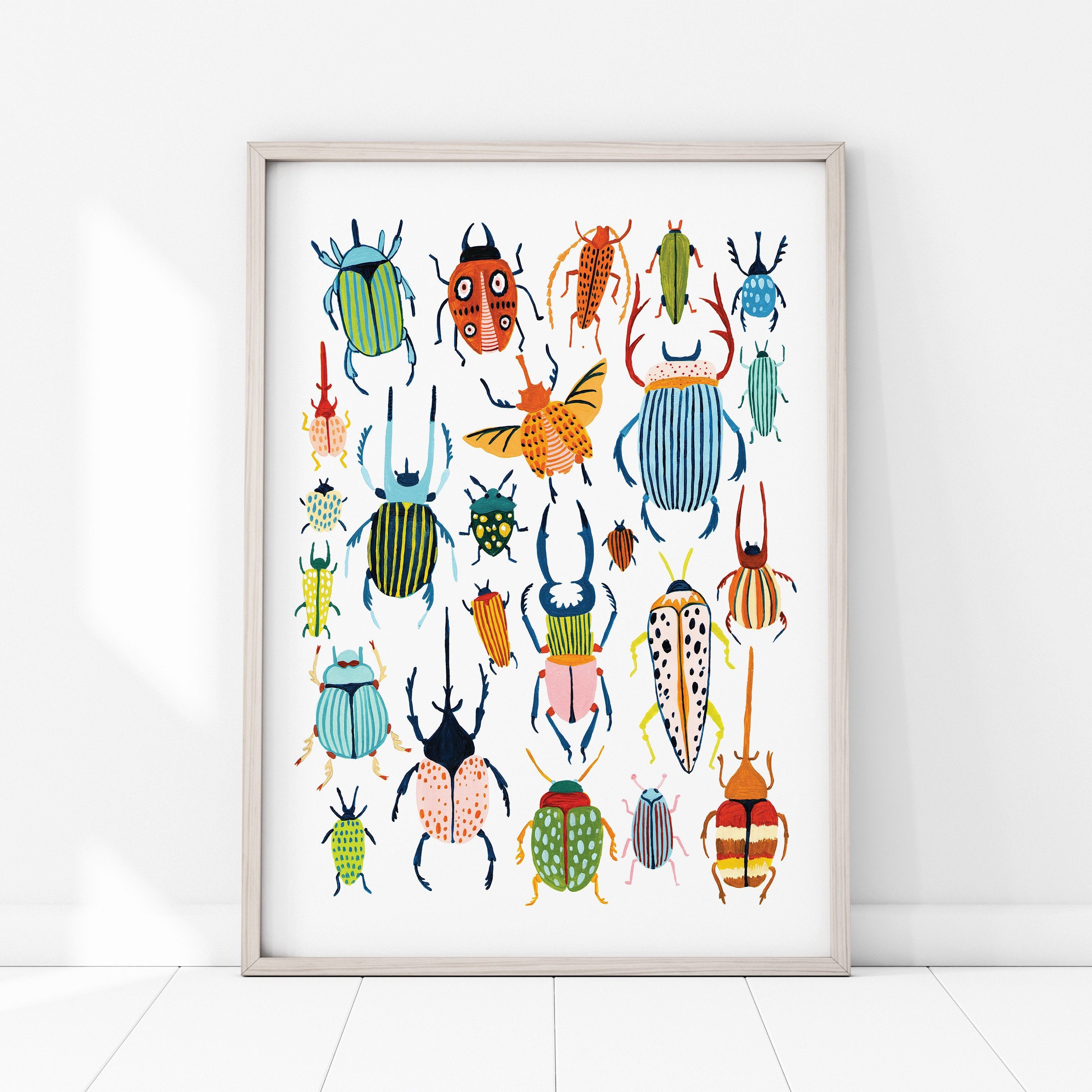 Beetle Print, Insect Print, Nursery Wall Art, Bugs Print, Kids Room ...