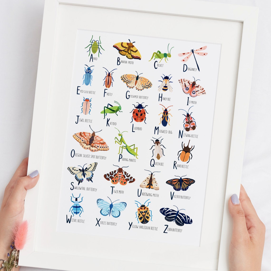 Insect Alphabet Print, Nursery Wall Art, Bugs Print, Children's Prints ...