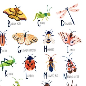 Insect Alphabet Print, Nursery Wall Art, Bugs Print, Children's Prints ...