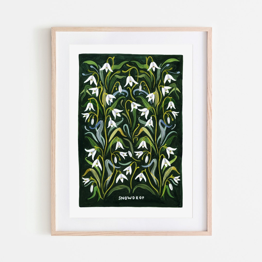 Snowdrop Art Print, Floral Gallery Wall Art, Botanical Wall Art, Floral ...