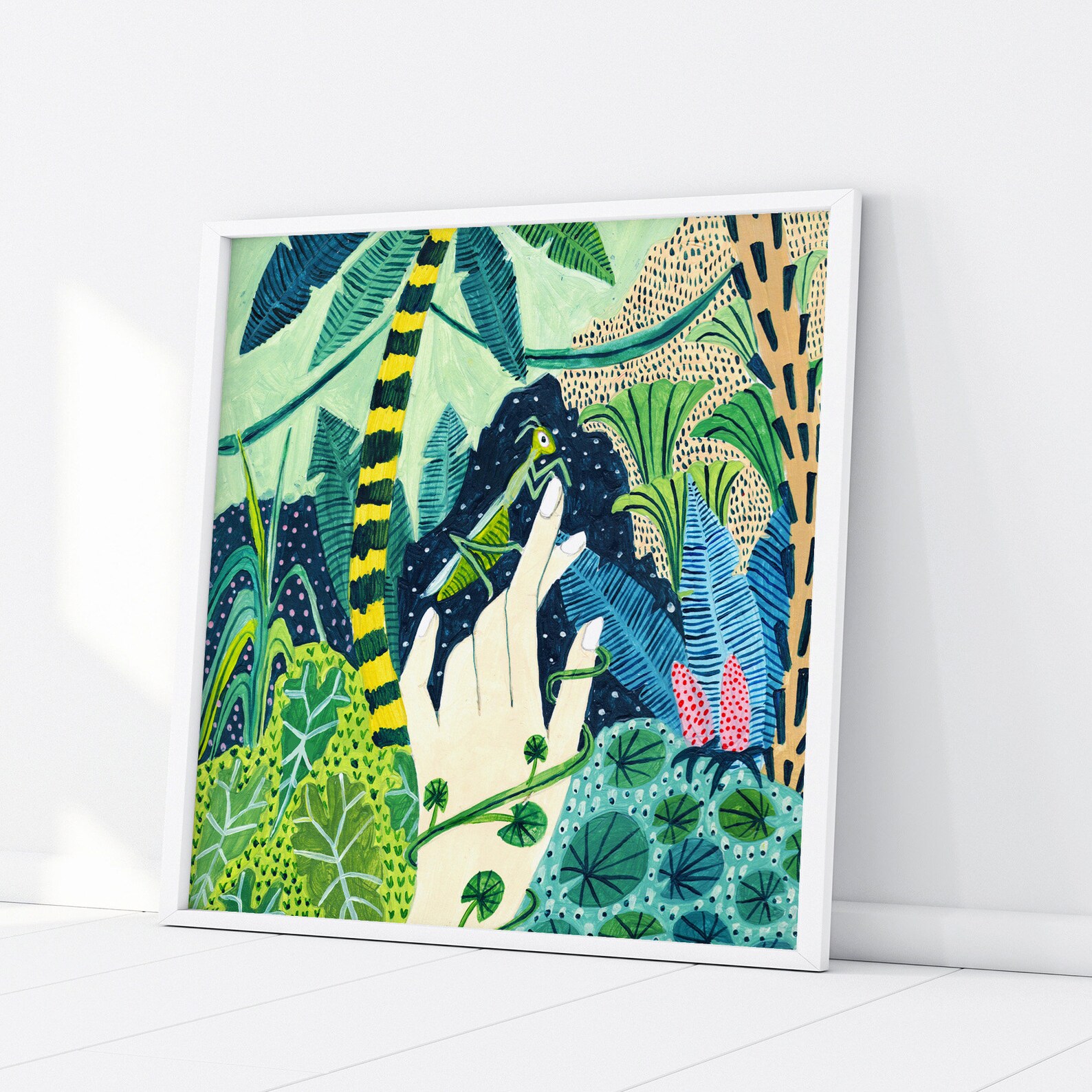 Praying Mantis Print / Jungle / Botanical Illustration / - Etsy