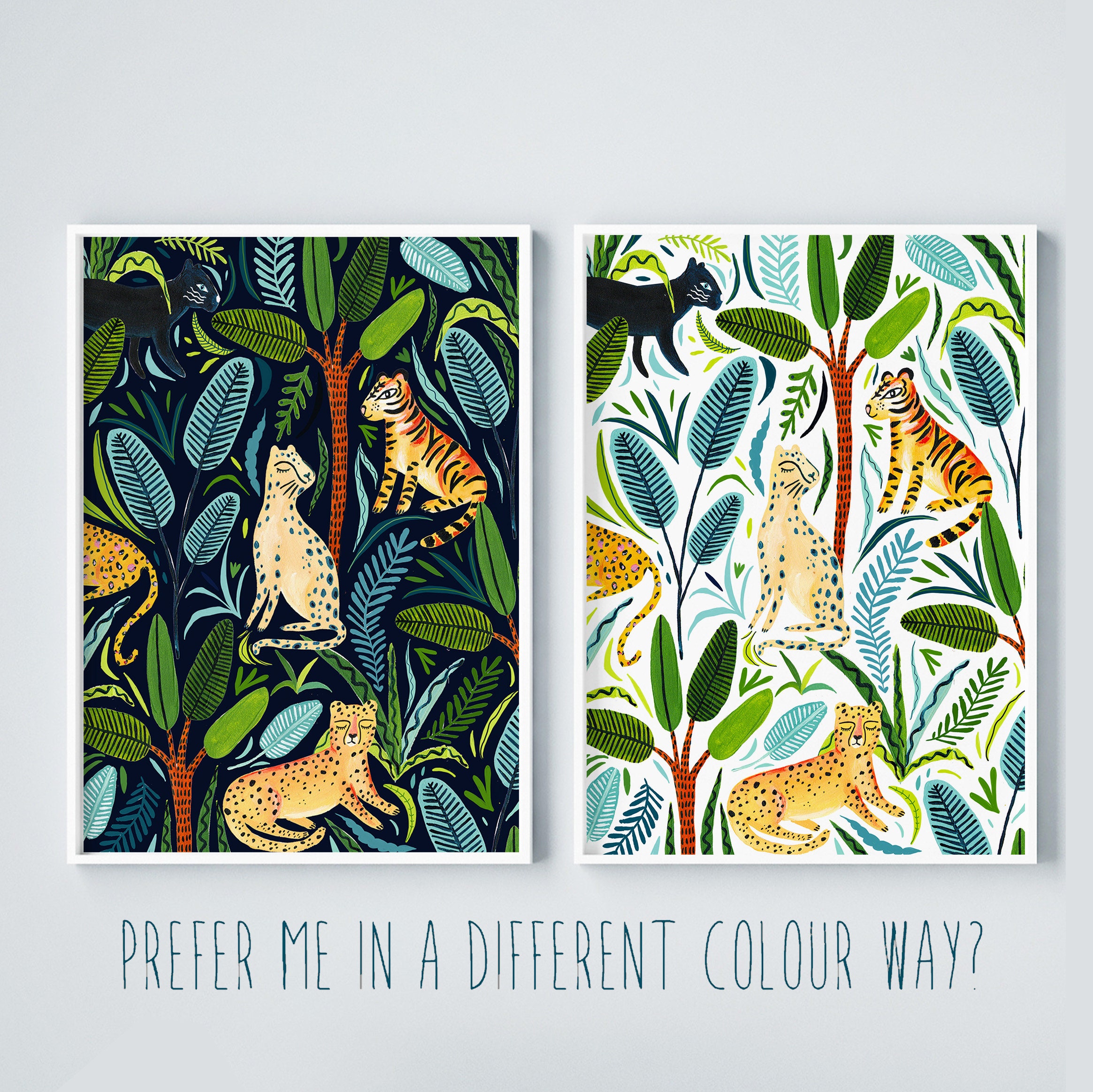 Jungle Cats / Botanical Print / Jungle / Safari / Nursery Wall Art ...
