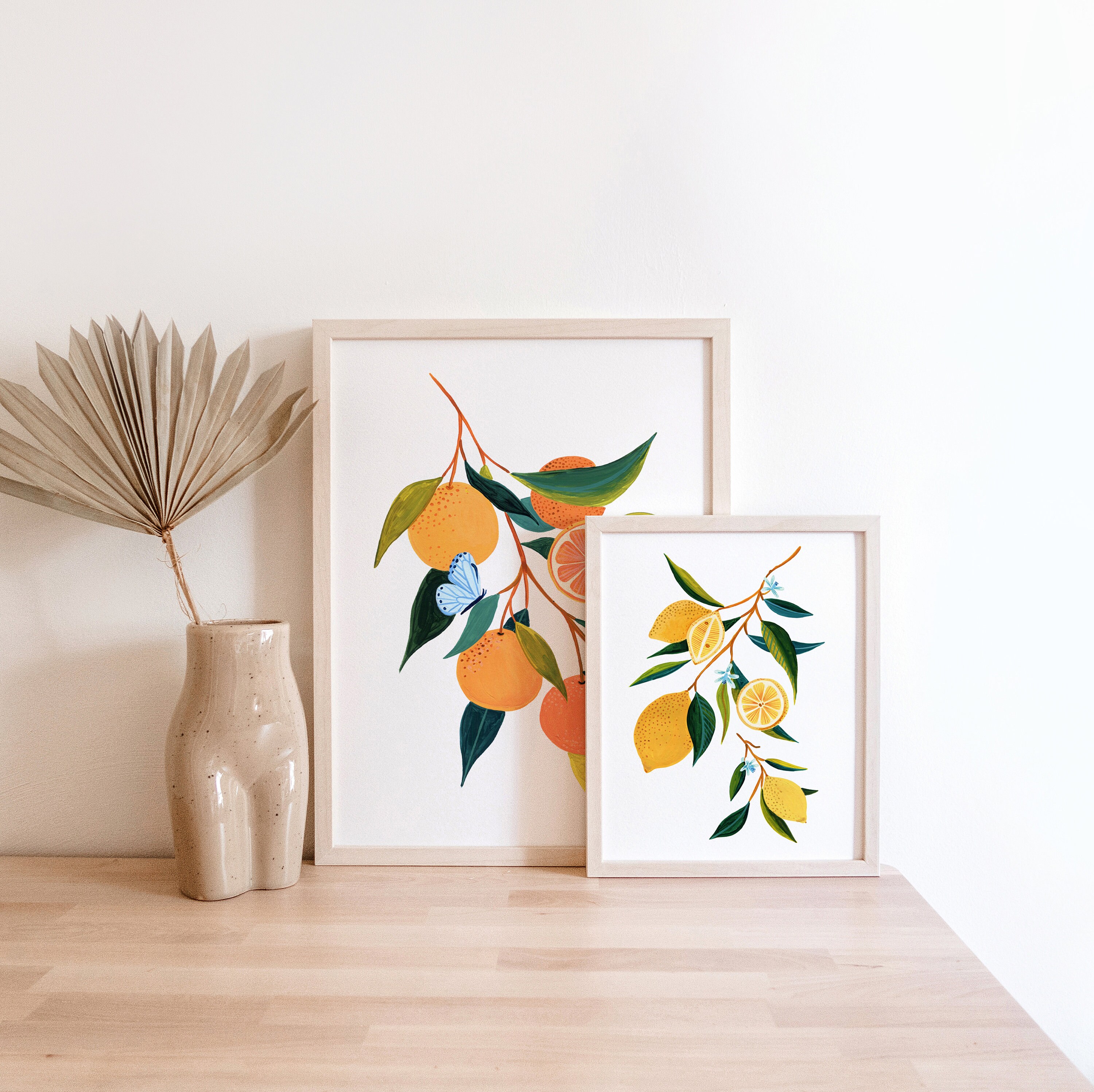 Lemon Print Kitchen Decor Fruit Illustration Botanical | Etsy