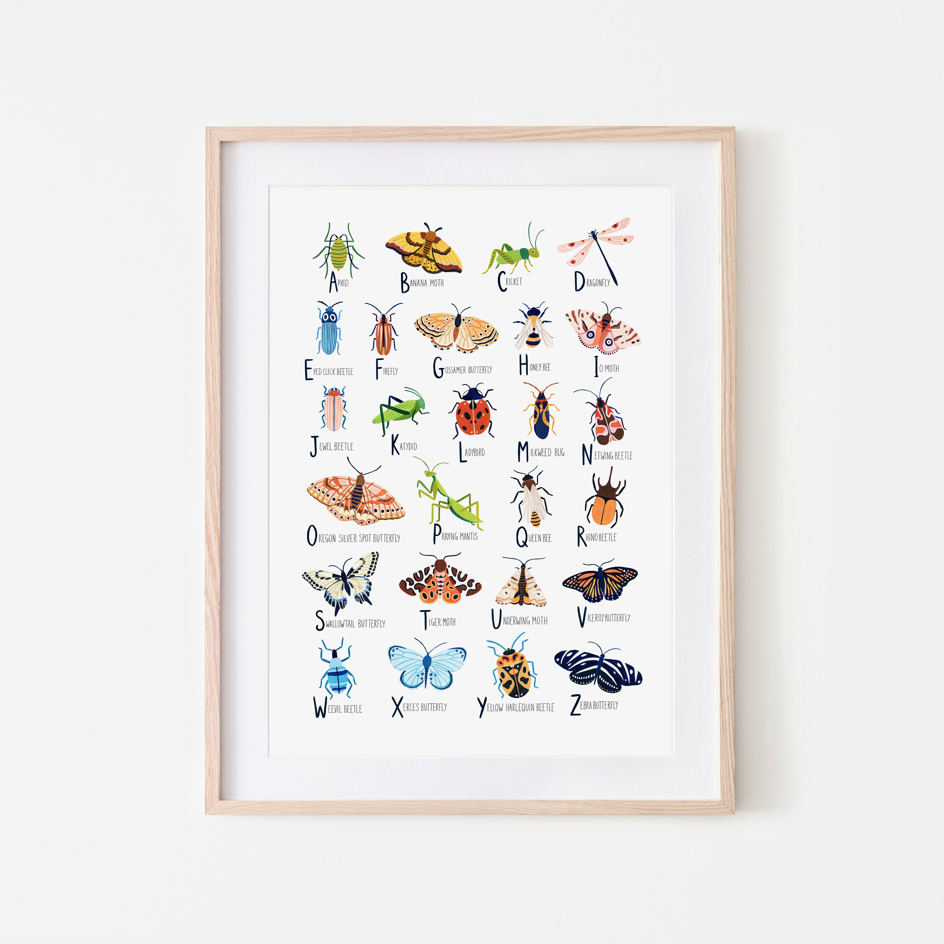 Insect Alphabet Print Nursery Wall Art Bugs Print - Etsy