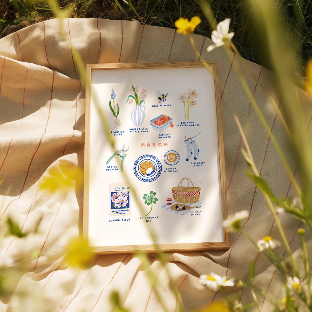 March Art Print, Spring Art Print, Colourful Wall Art, Kids Art Print ...