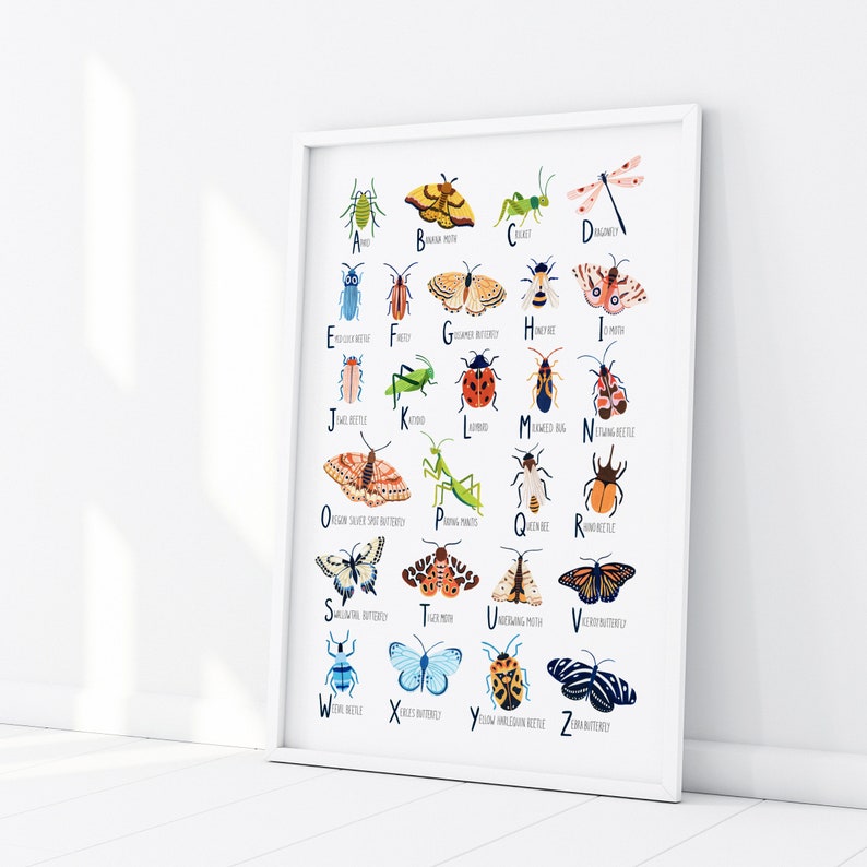Insect Alphabet Print, Nursery Wall Art, Bugs Print, Children's Prints ...